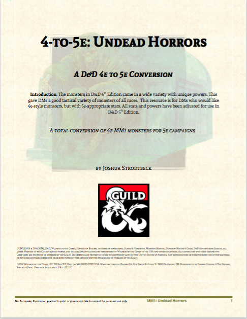 4-to-5e: Undead Horrors - Dungeon Masters Guild | DriveThruRPG
