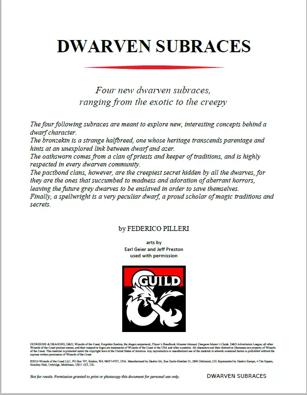 Dwarven Subraces: 4 new options for your dwarf PC - Dungeon Masters ...