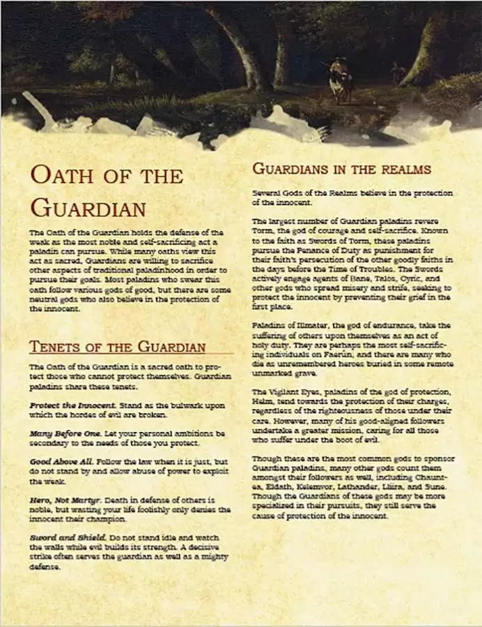 Paladin Archetype: Oath of the Guardian - Dungeon Masters Guild | DriveThruRPG