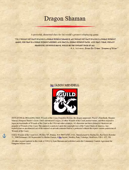 D&D 5e - Dragon Shaman Class - Dungeon Masters Guild | DriveThruRPG