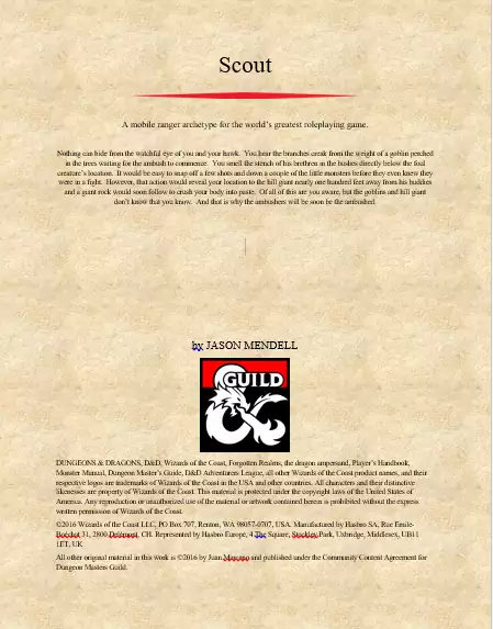 D&D 5e - Ranger Conclave: Scout - Dungeon Masters Guild | DriveThruRPG