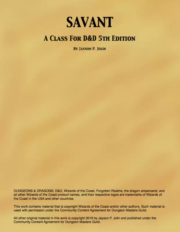 Savant - Dungeon Masters Guild | DriveThruRPG
