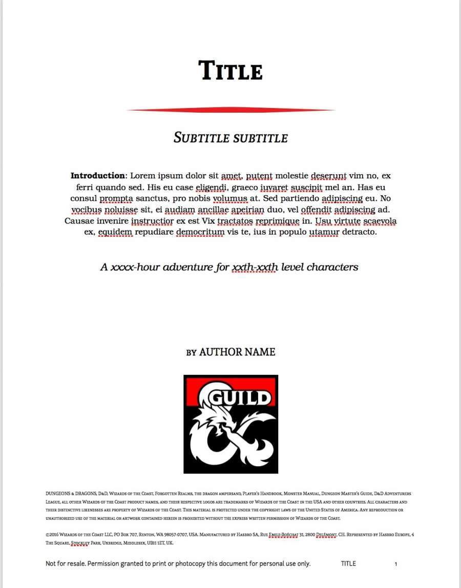 Adventure Template for Pages - Dungeon Masters Guild | DriveThruRPG