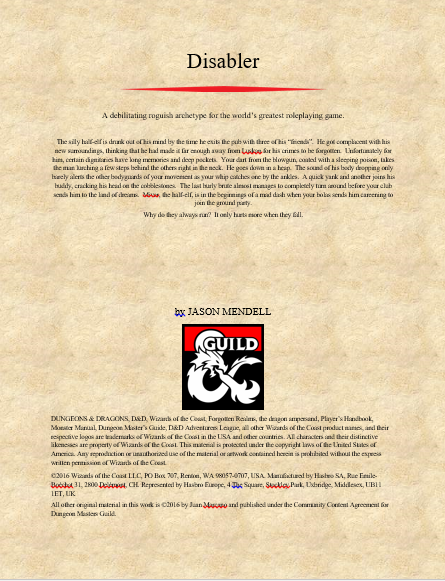 D&D 5e - Roguish Archetype: Disabler - Dungeon Masters Guild | DriveThruRPG