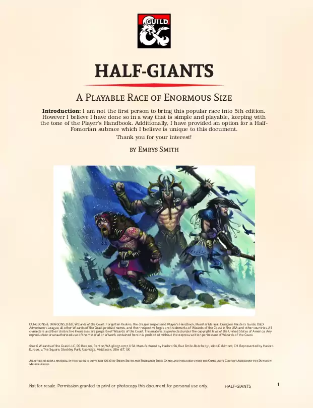 Half-Giants: Player Race - Dungeon Masters Guild | DriveThruRPG