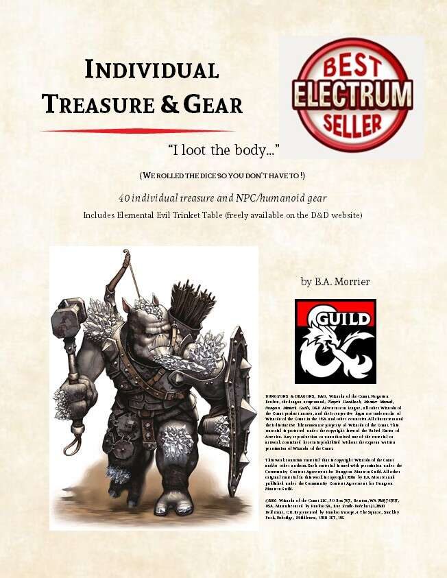 Individual Treasure & Gear - Dungeon Masters Guild | DriveThruRPG