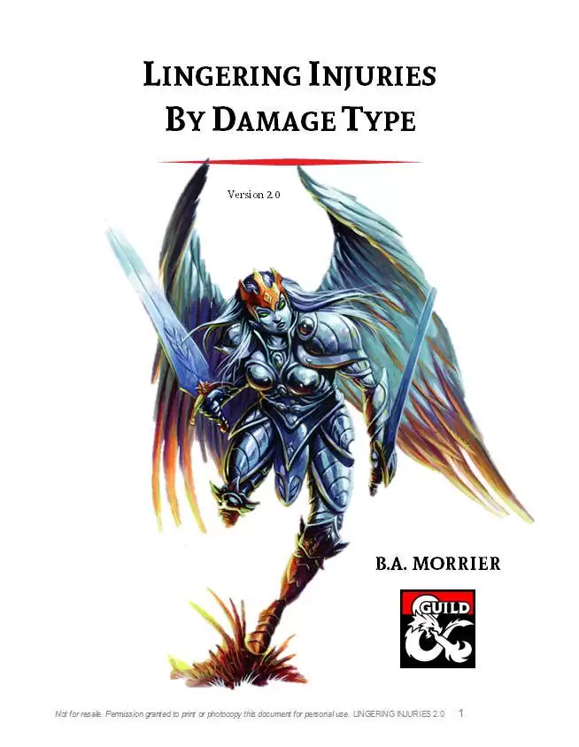 Lingering Injuries By Damage Type - Dungeon Masters Guild | DriveThruRPG