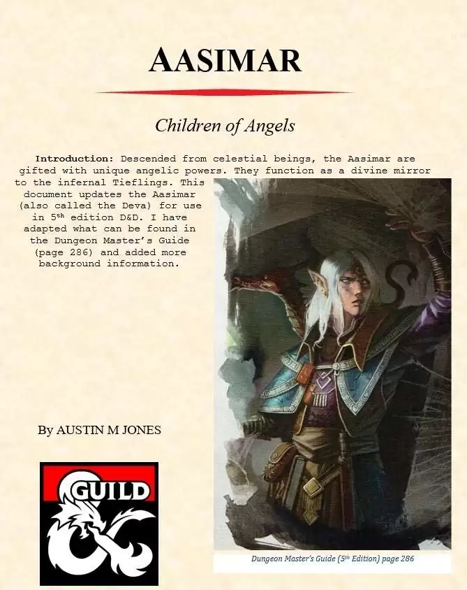 Aasimar Character Race - Dungeon Masters Guild | DriveThruRPG