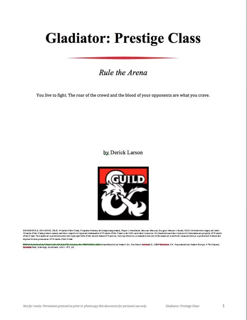 Gladiator: Prestige Class - Dungeon Masters Guild | DriveThruRPG