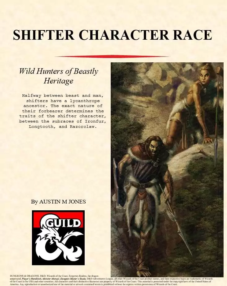Shifter Character Race - Dungeon Masters Guild | DriveThruRPG