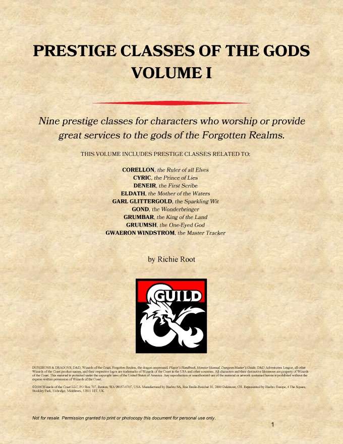 Prestige Classes of the Gods - Volume II - Dungeon Masters Guild ...