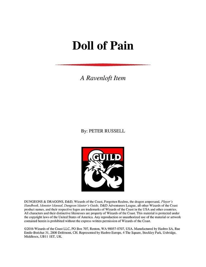 Doll of Pain - Dungeon Masters Guild | DriveThruRPG