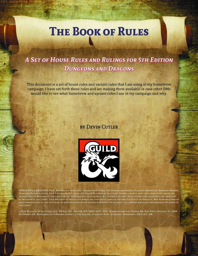 Book of Rules - Dungeon Masters Guild | DriveThruRPG