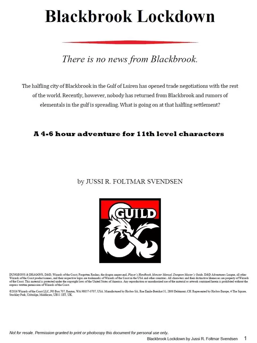 Blackbrook Lockdown - Dungeon Masters Guild | DriveThruRPG