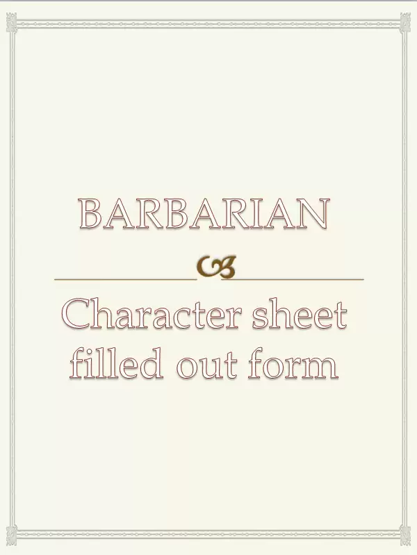Barbarian Character sheet filled out form - Dungeon Masters Guild ...