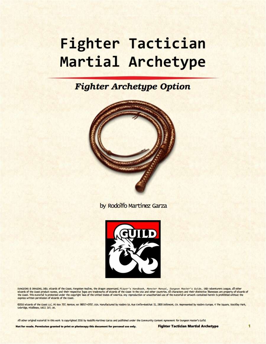 Fighter - Tactician Martial Archetype - Dungeon Masters Guild ...