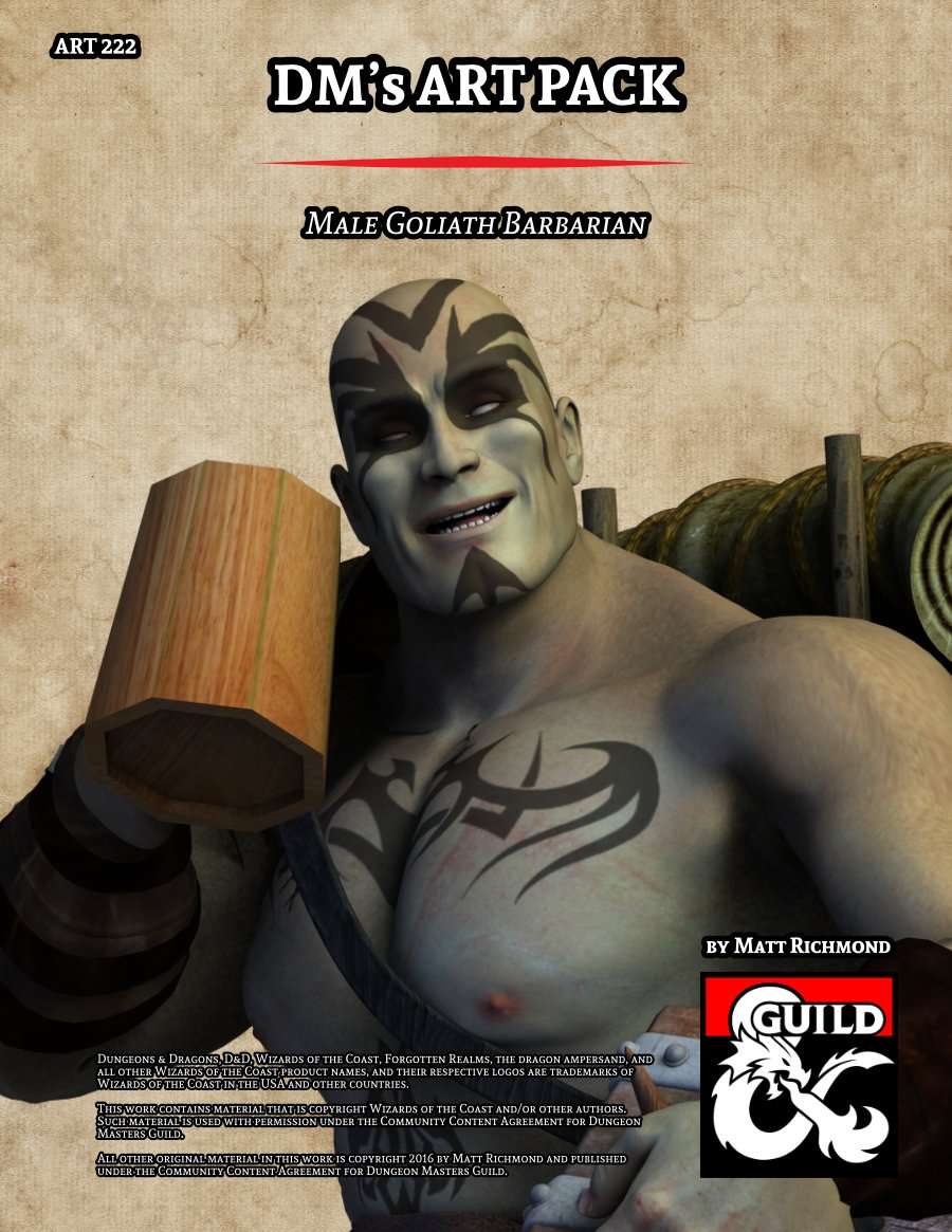 ART222 Male Goliath Barbarian Stock Art - Dungeon Masters Guild ...