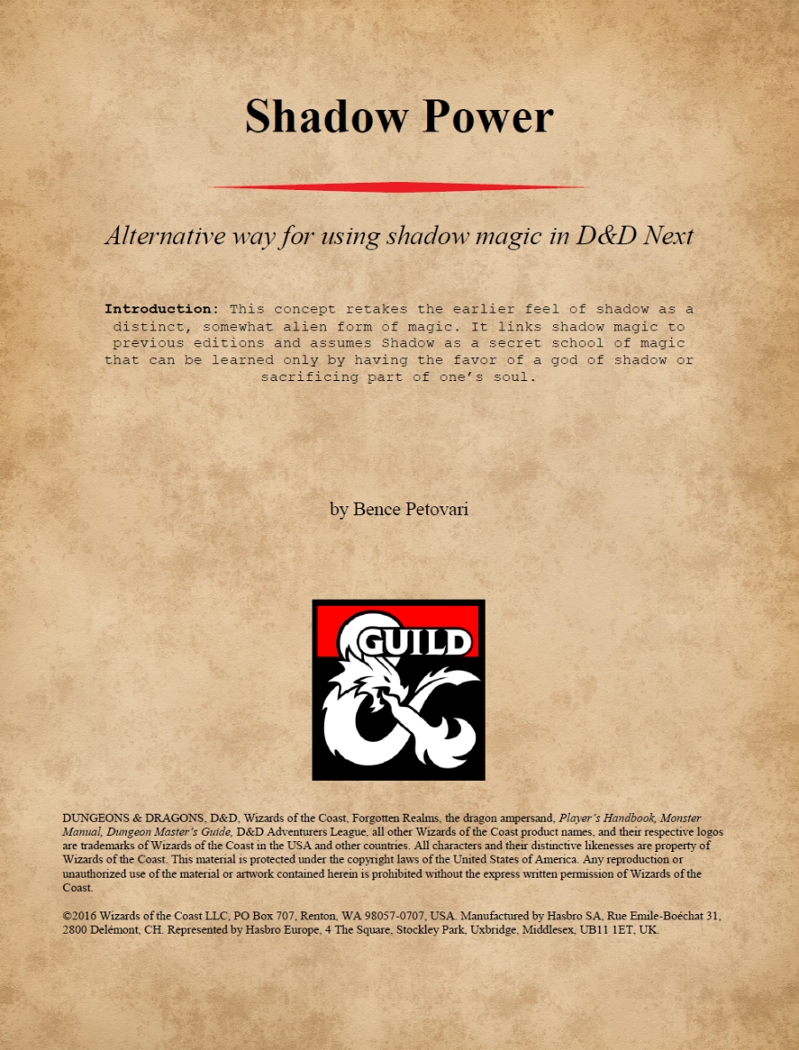 Shadow Power - Dungeon Masters Guild | DriveThruRPG