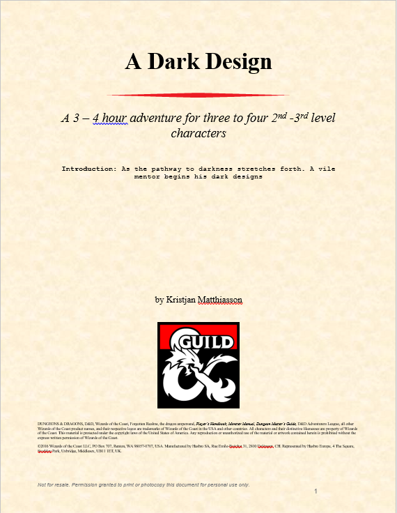 A Dark Design - Dungeon Masters Guild | DriveThruRPG