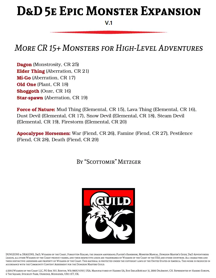 D&D 5e Epic Monster Expansion - Dungeon Masters Guild | DriveThruRPG
