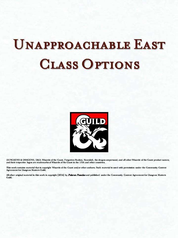 Unapproachable East Class Options - Dungeon Masters Guild | DriveThruRPG