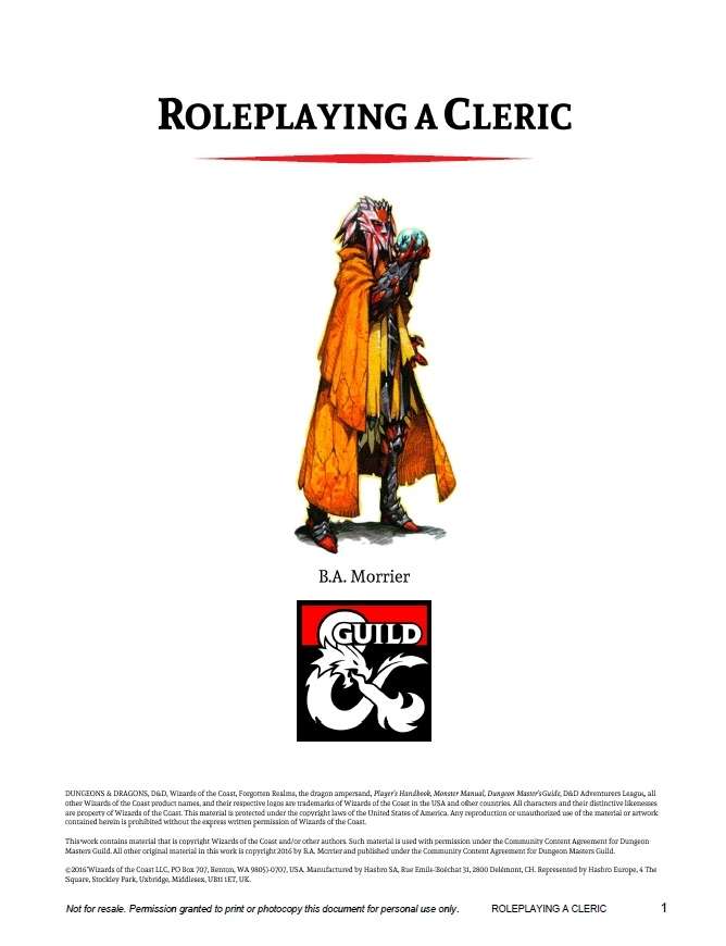 Roleplaying a Cleric - Dungeon Masters Guild | DriveThruRPG