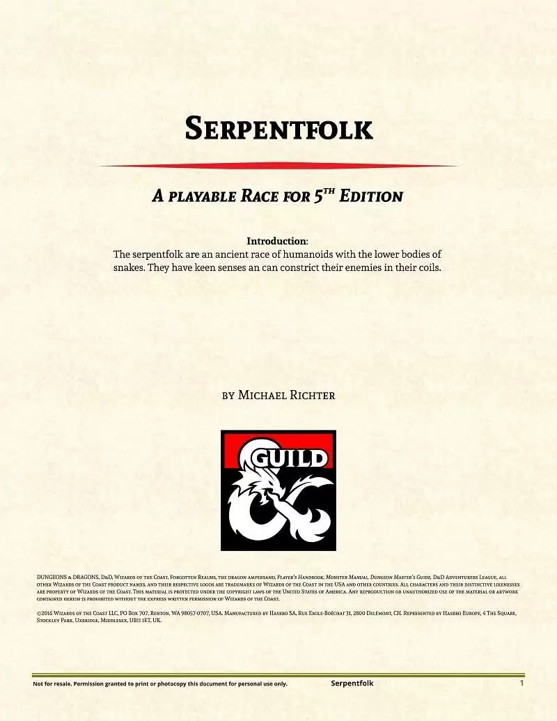 Race: Serpentfolk (Naga/Lamia) - Dungeon Masters Guild | DriveThruRPG