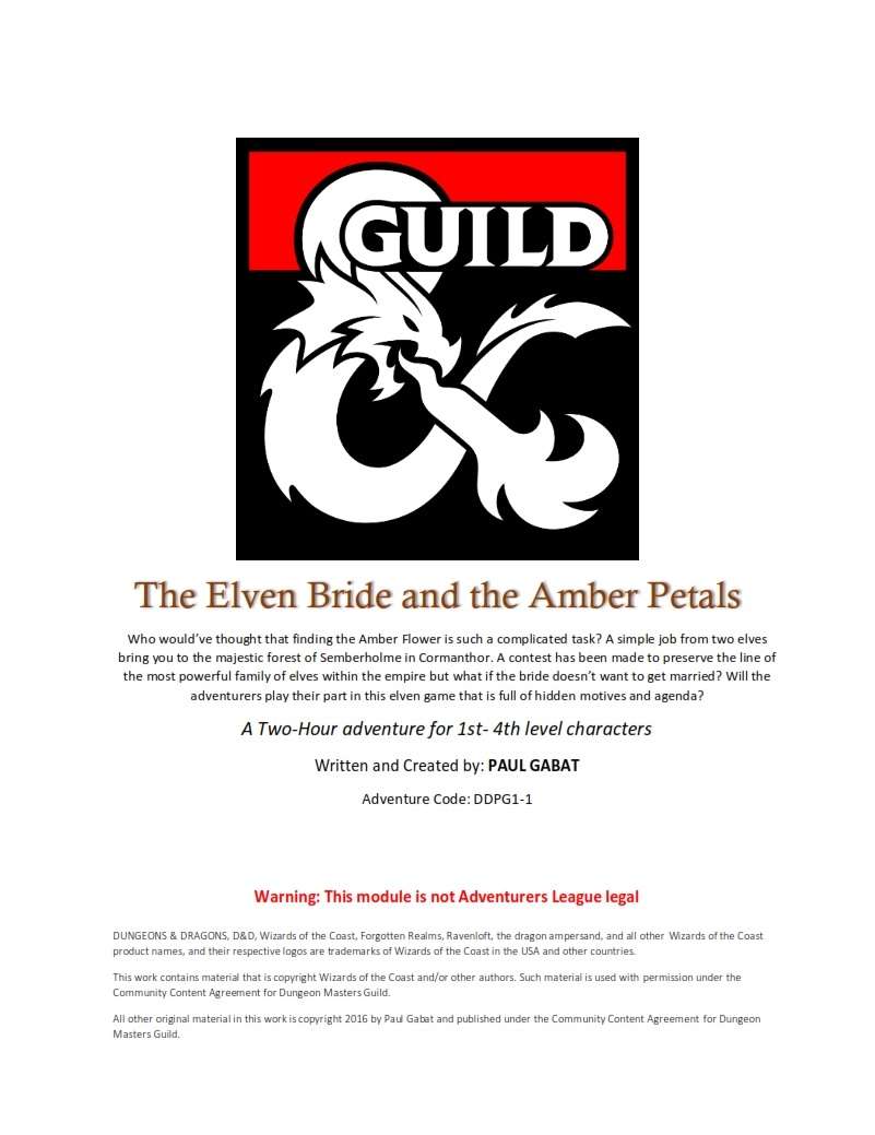The Elven Bride and the Amber Petals - Dungeon Masters Guild | DriveThruRPG