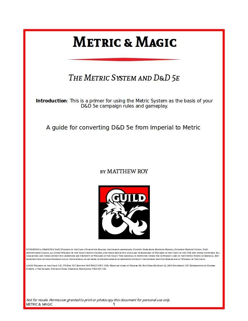 Metric & Magic: The Metric System and 5e - Dungeon Masters Guild ...