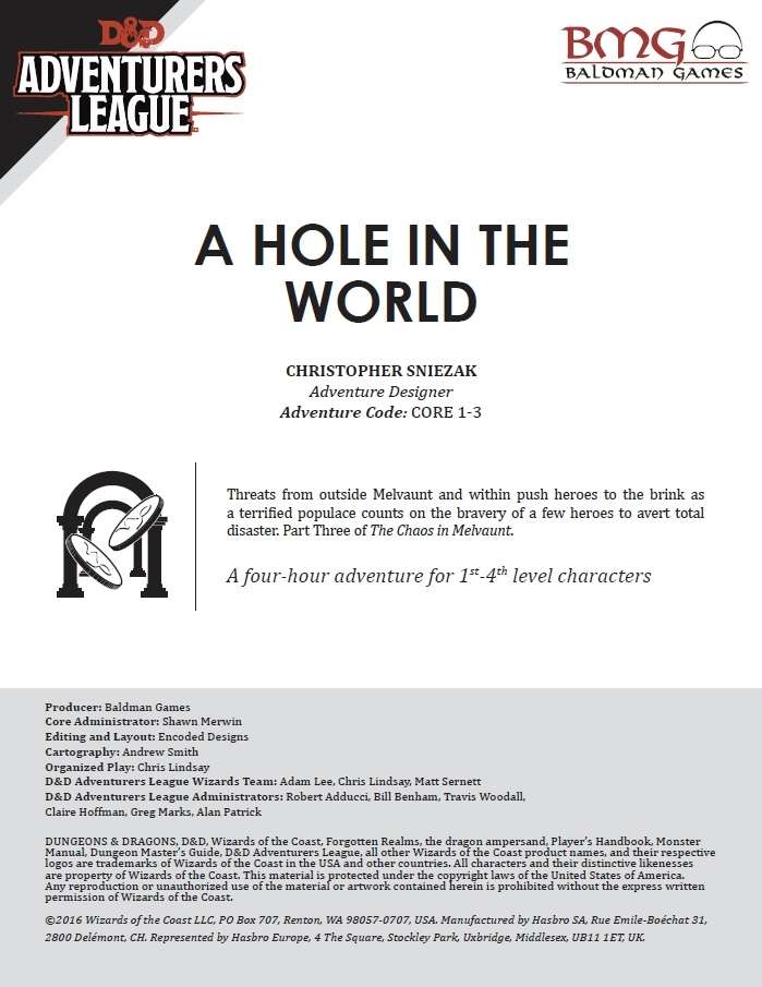 CCC-BMG-03 CORE 1-3 A Hole in the World - Dungeon Masters Guild ...