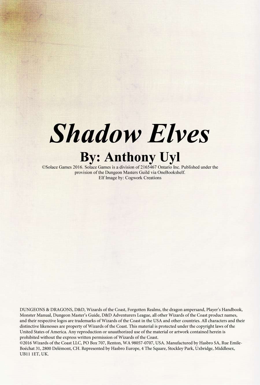 Shadow Elves - Dungeon Masters Guild | DriveThruRPG