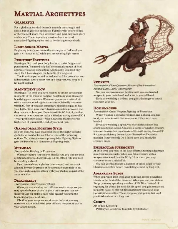 Fighter Archetype: Gladiator (5e) - Dungeon Masters Guild | DriveThruRPG