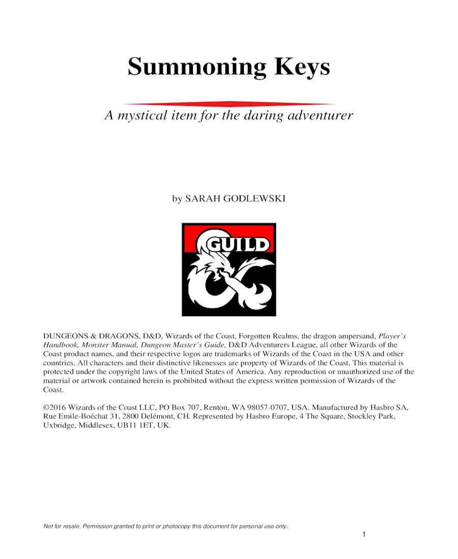 Summoning Keys - Dungeon Masters Guild | DriveThruRPG