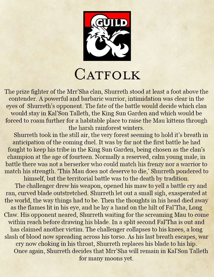 Catfolk Player Race 5th Edition - Dungeon Masters Guild | DriveThruRPG
