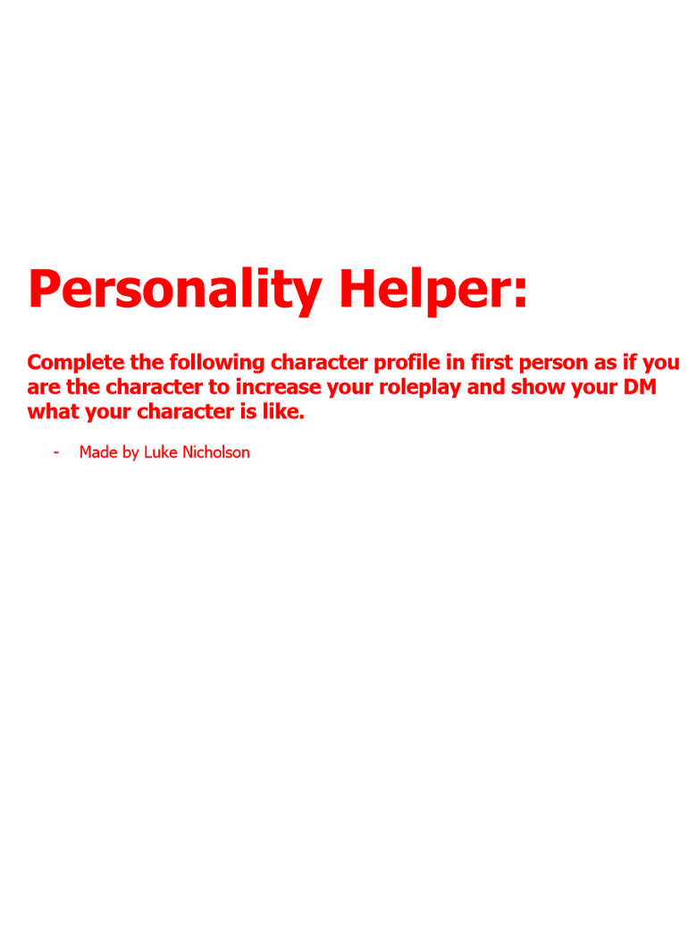 Personality Helper - Dungeon Masters Guild | DriveThruRPG