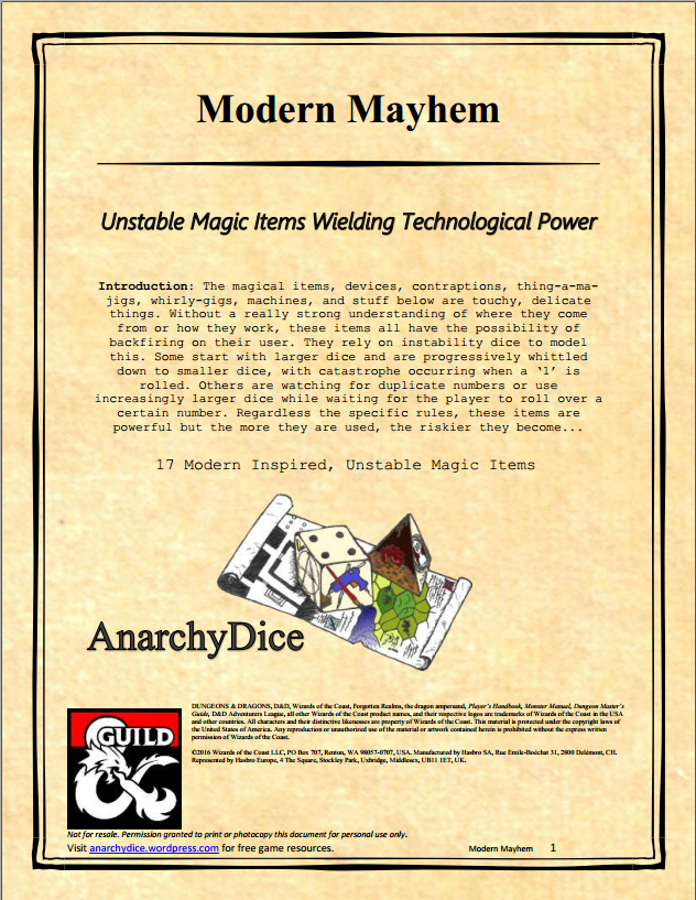 Modern Mayhem - Dungeon Masters Guild | DriveThruRPG
