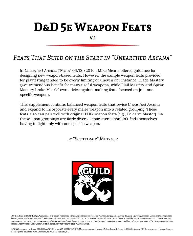 D&D 5e Weapon Feats - Dungeon Masters Guild | DriveThruRPG