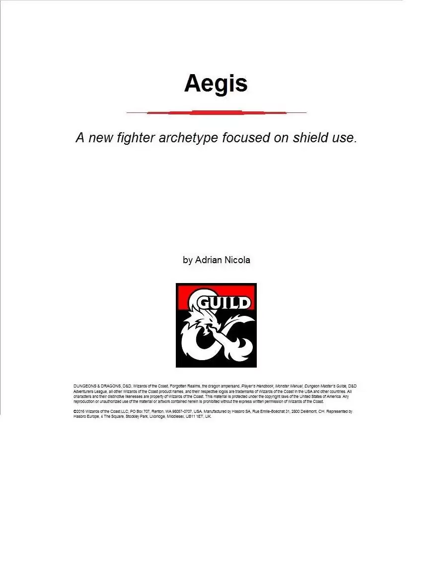 Aegis, a Fighter Archetype - Dungeon Masters Guild | DriveThruRPG