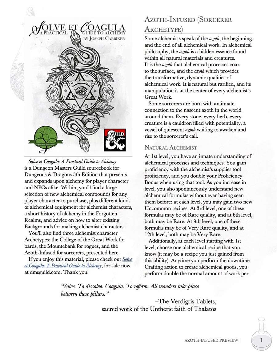 Azoth-Infused (Sorcerer Archetype) - Dungeon Masters Guild | DriveThruRPG