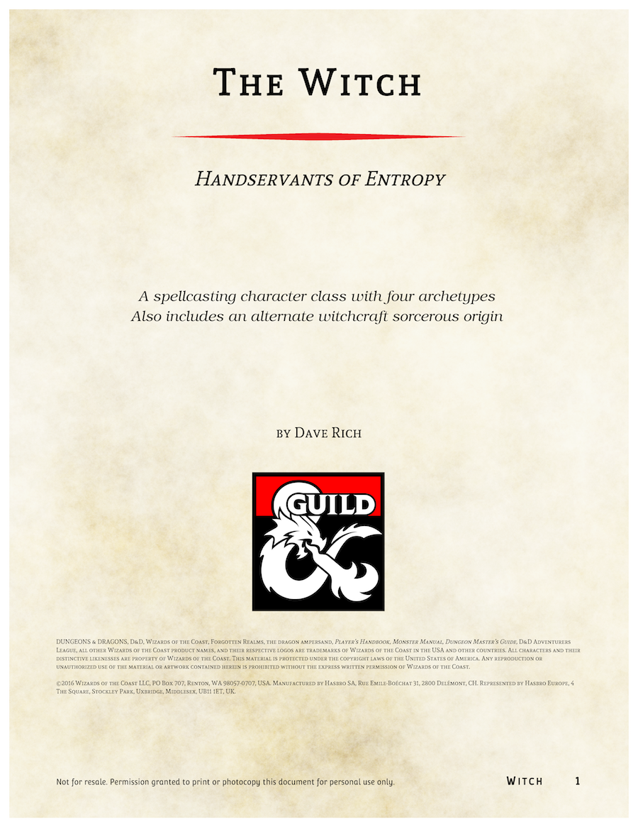 The Witch - Dungeon Masters Guild | DriveThruRPG