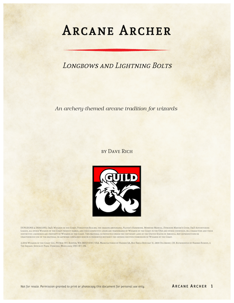 Arcane Tradition: Arcane Archer - Dungeon Masters Guild | DriveThruRPG
