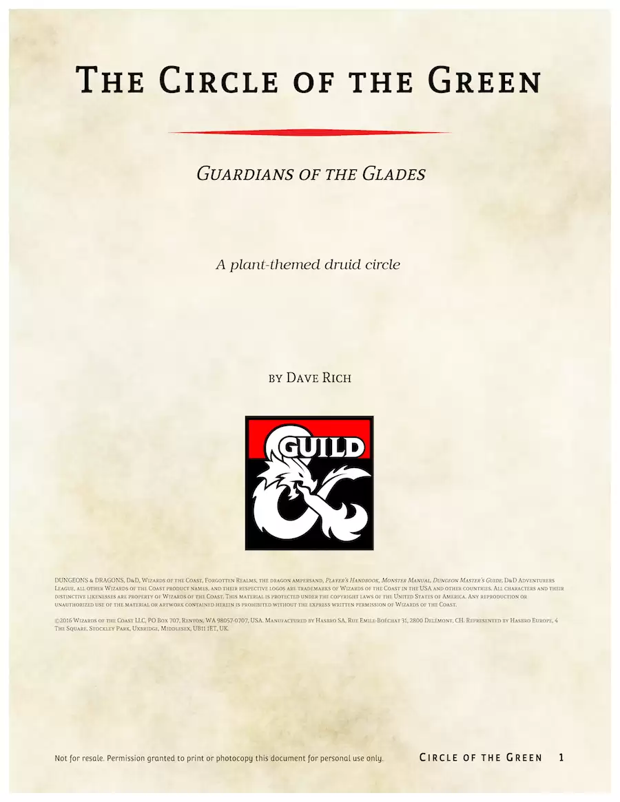 Circle of the Green - Dungeon Masters Guild | DriveThruRPG