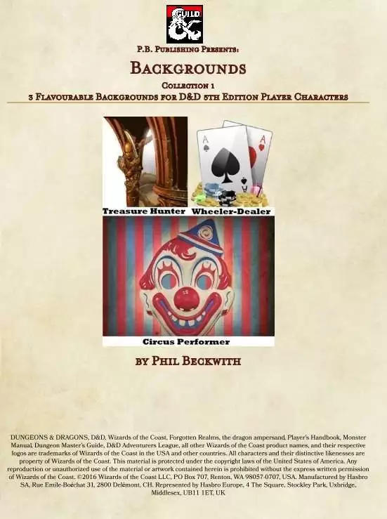 P.B. Publishing Presents: Backgrounds Collection 1 (3x 5E Backgrounds ...