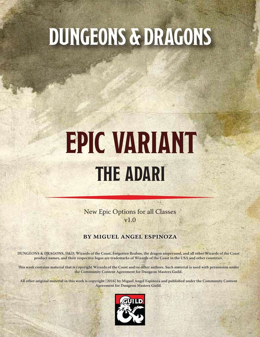Epic Variant: the Adari (5E) - Dungeon Masters Guild | DriveThruRPG