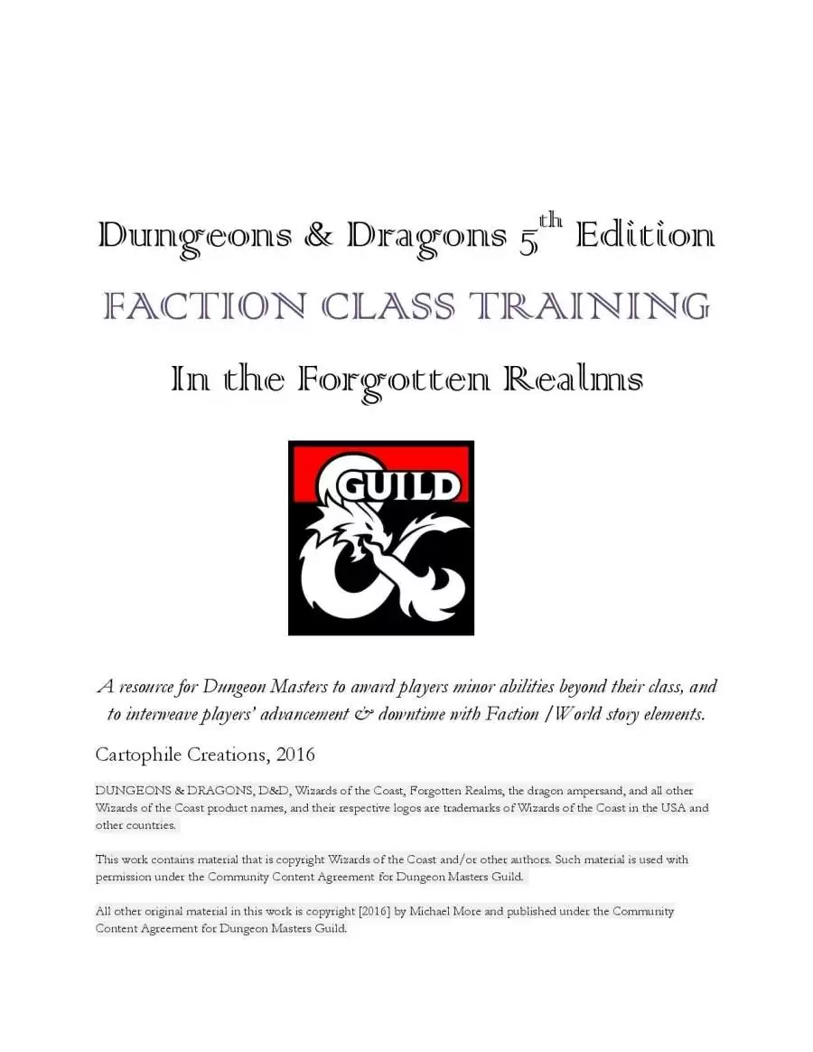 Faction Class Training - Dungeon Masters Guild | DriveThruRPG