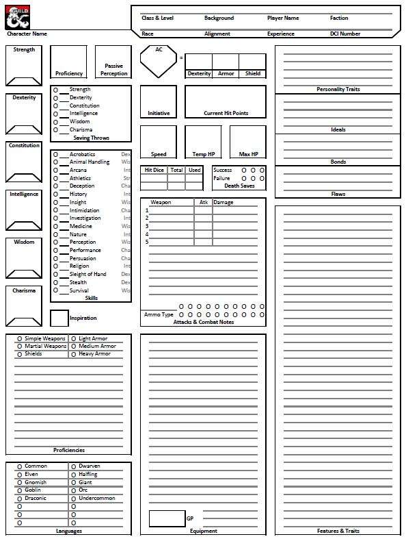 Phil's Compact Character Sheets - Dungeon Masters Guild | DriveThruRPG