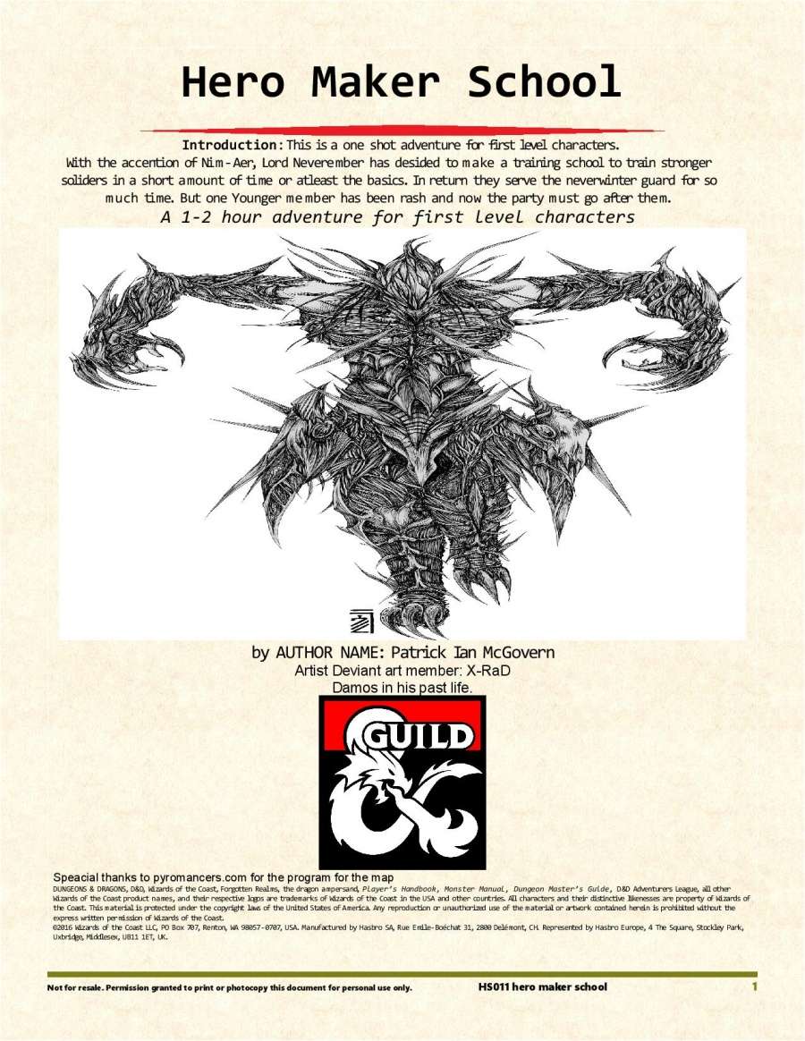 Hero maker school HM011 - Dungeon Masters Guild | DriveThruRPG