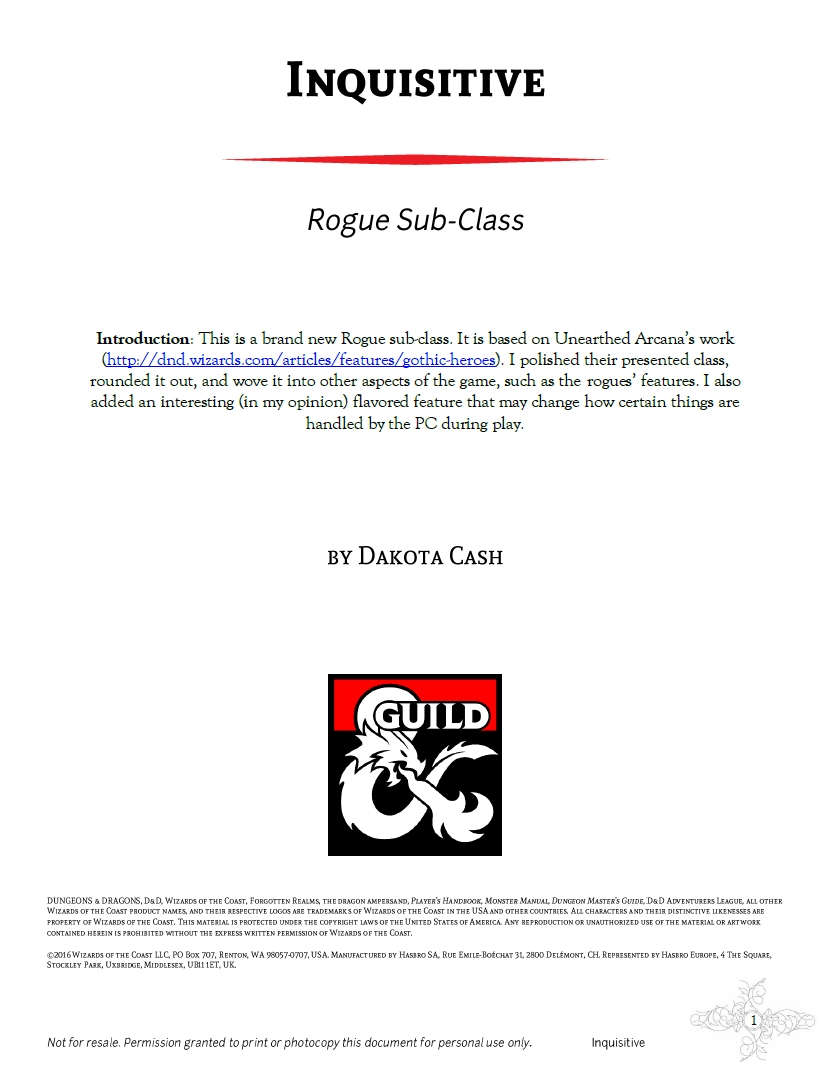 Inquisitive Rogue - Dungeon Masters Guild | DriveThruRPG