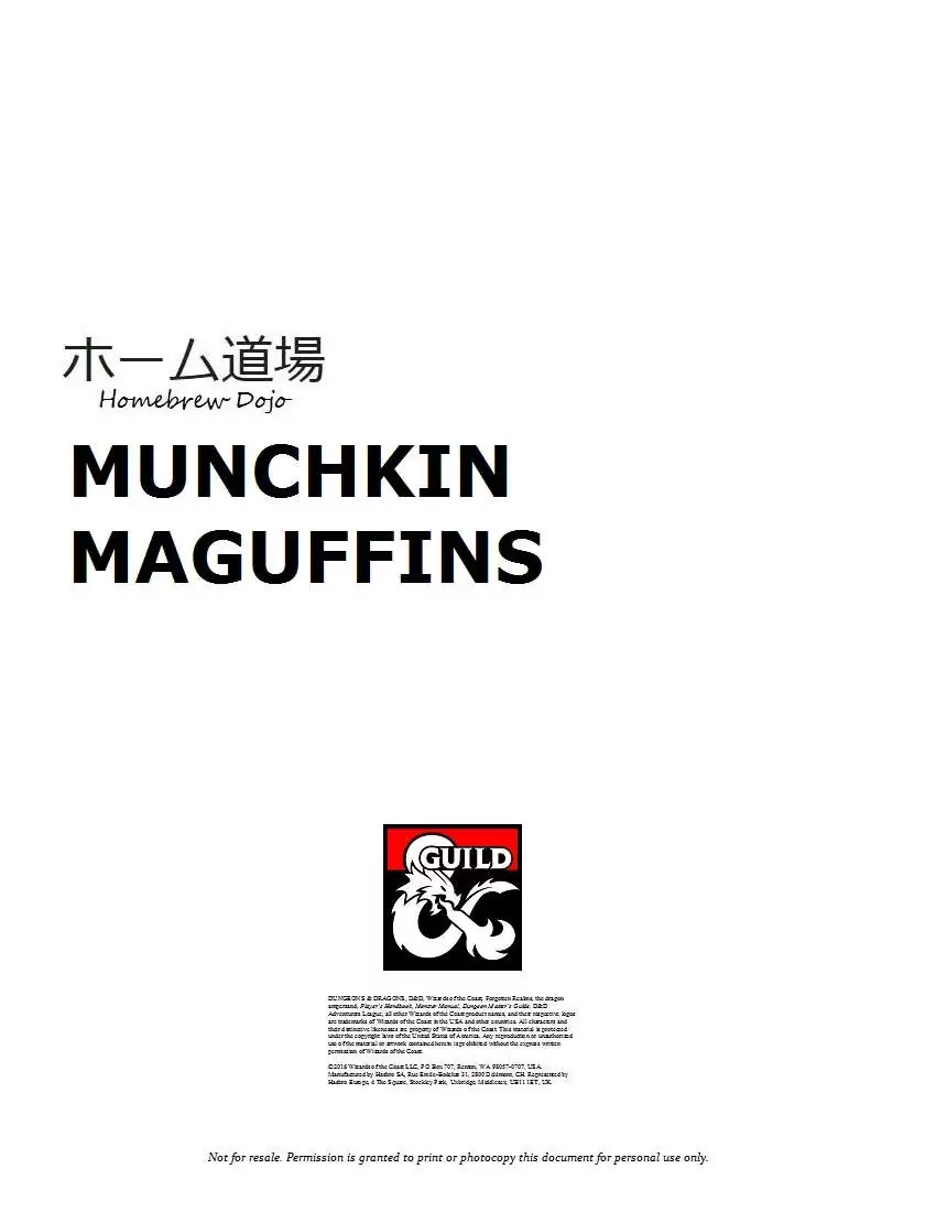 Munchkin MacGuffins - Dungeon Masters Guild | DriveThruRPG