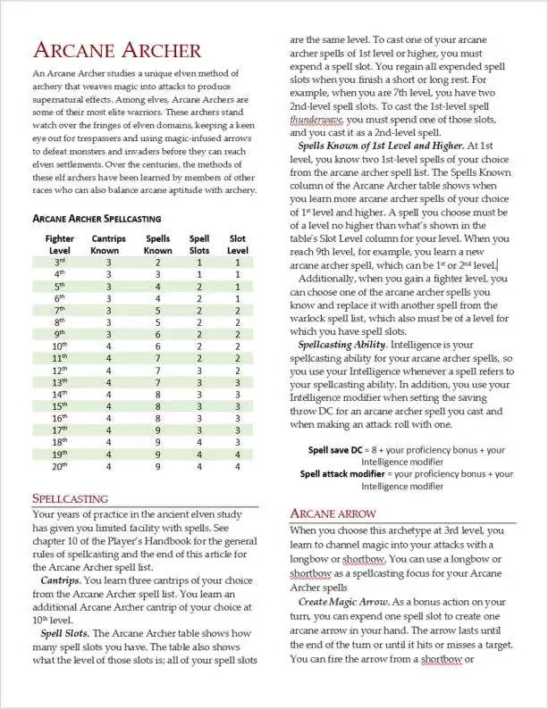 Arcane Archer Revisited - Dungeon Masters Guild | DriveThruRPG